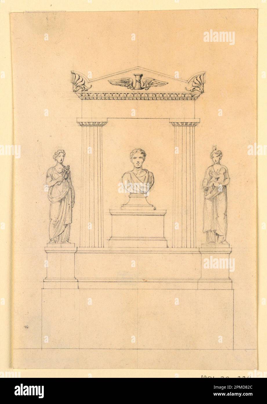 Drawing, Elevation of a Sepulchral Monument; Italy; graphite on paper ...