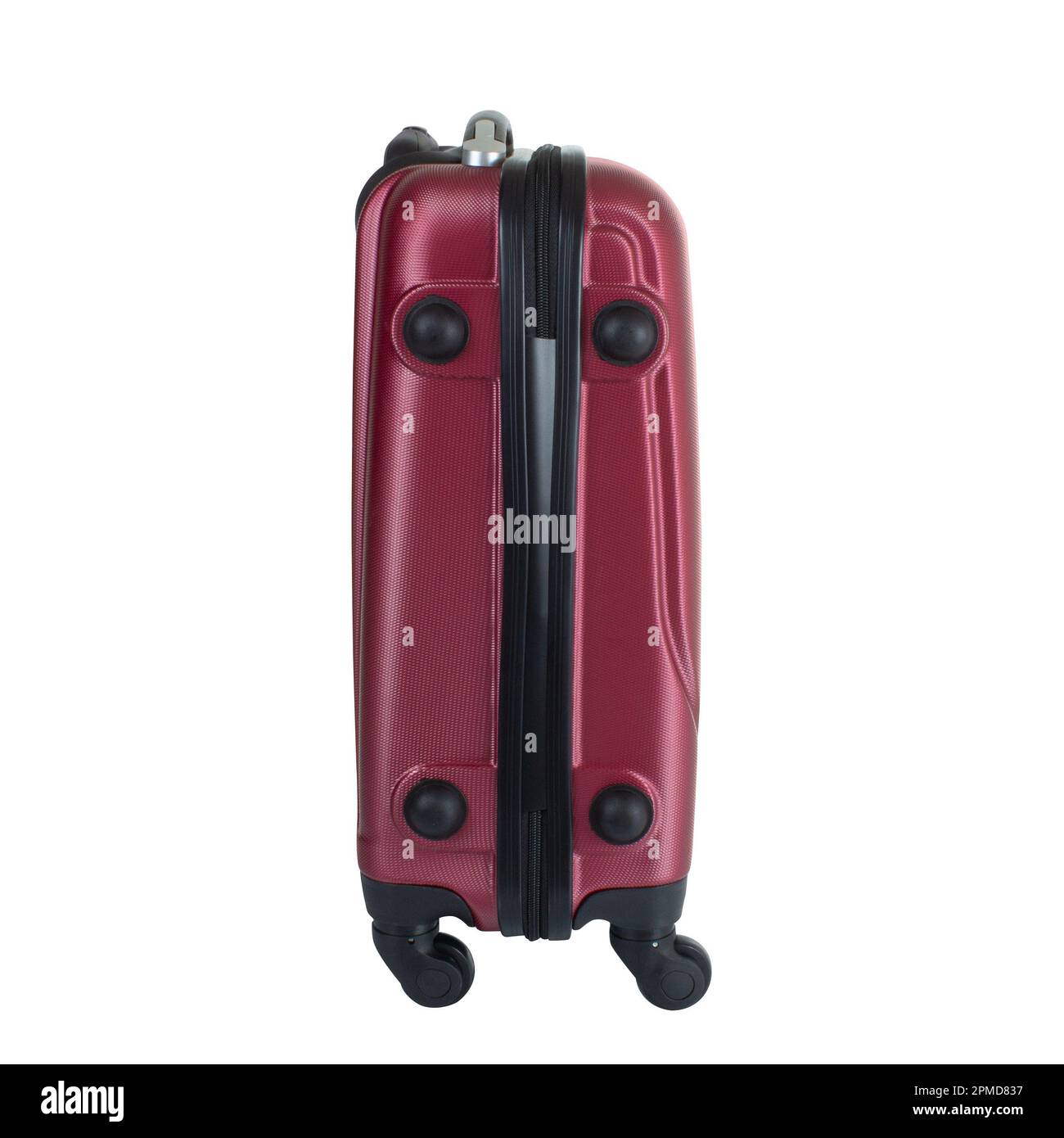 Profile of purple suitcase isolated on white background with clipping ...