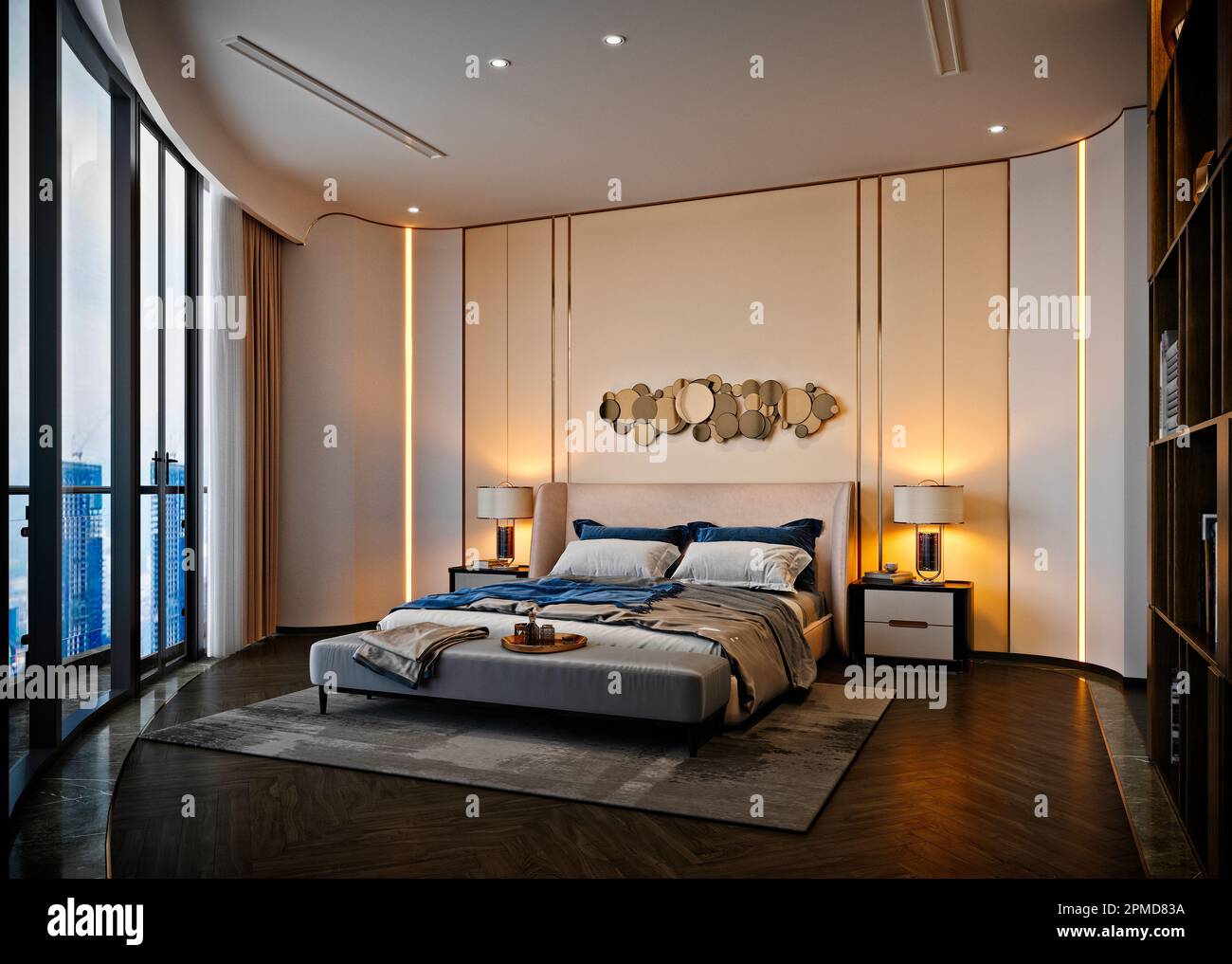Luxury hotel room, bedroom. 3d rendering Stock Photo - Alamy