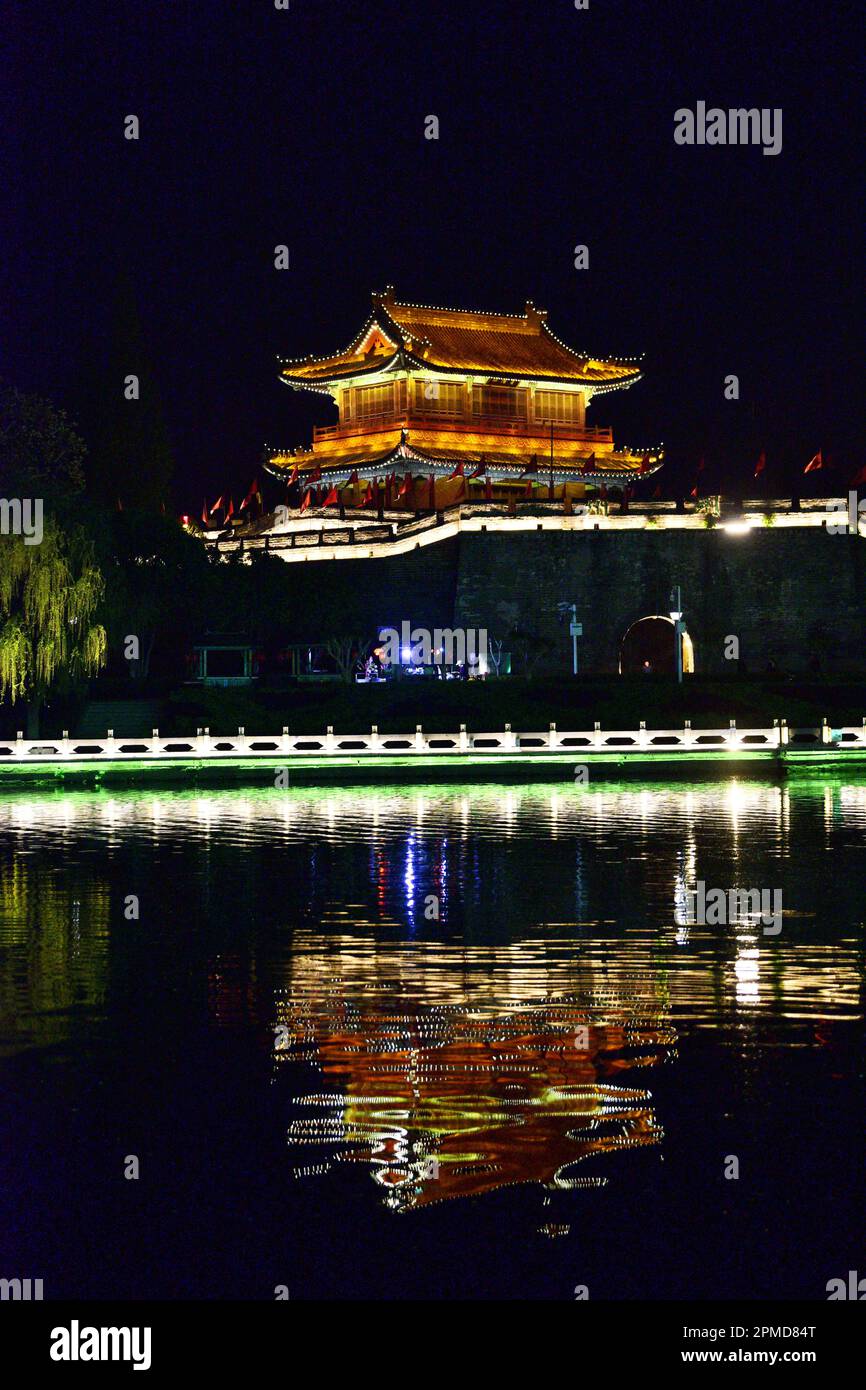 JINGMEN, CHINA - APRIL 12, 2023 - View of the Jingzhou ancient city at ...