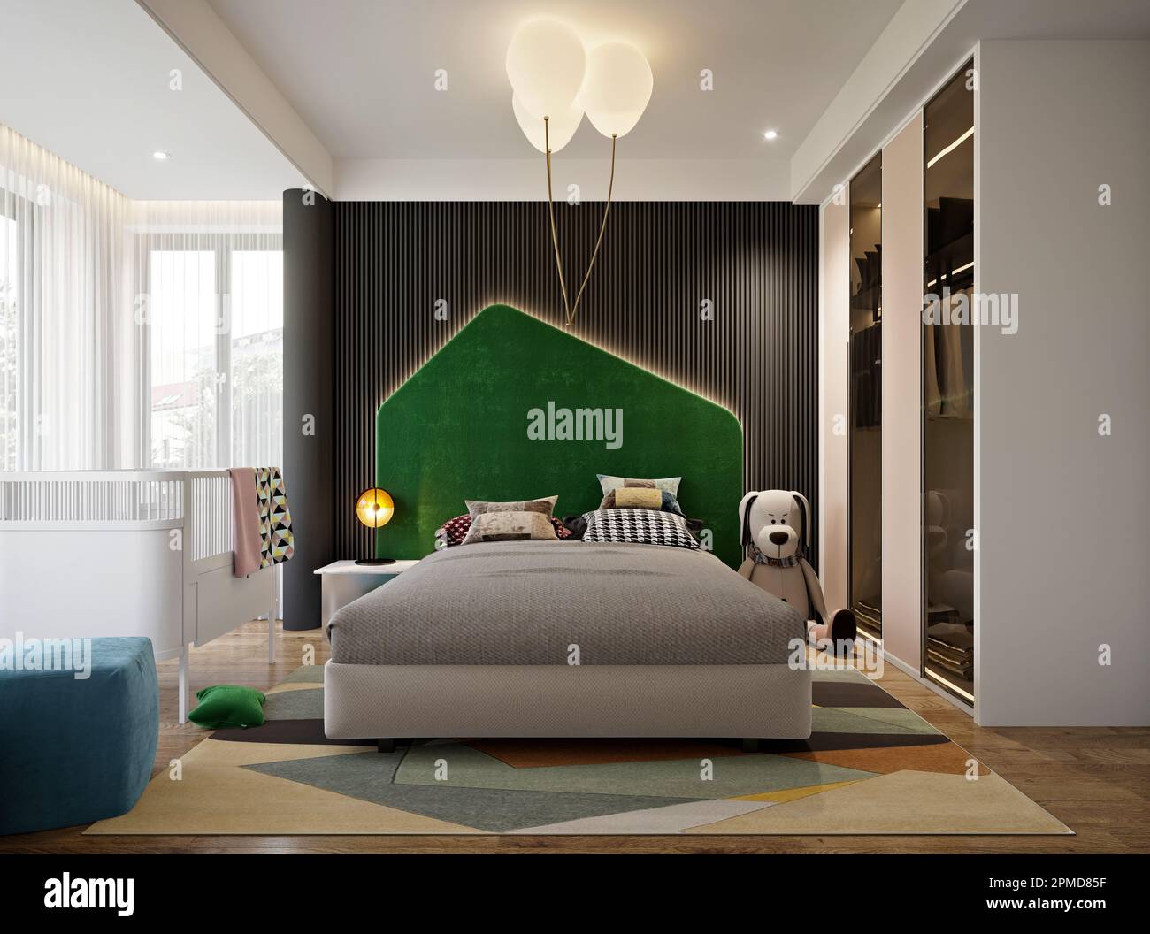 Luxury hotel room, bedroom. 3d rendering Stock Photo - Alamy