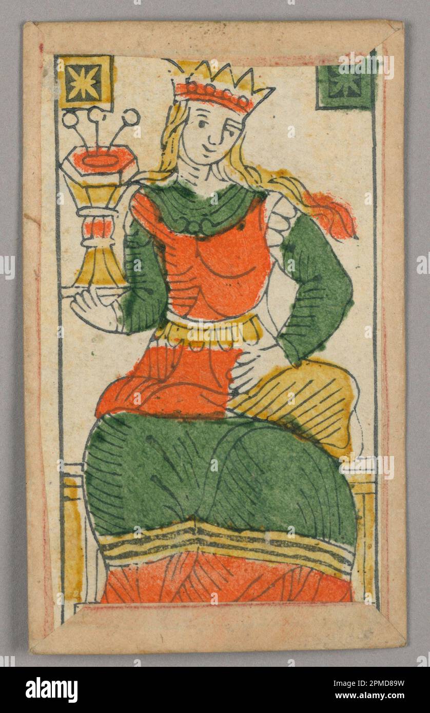 Playing Card, Minchiate (Tarot) Playing Card; stencil-colored woodblock ...