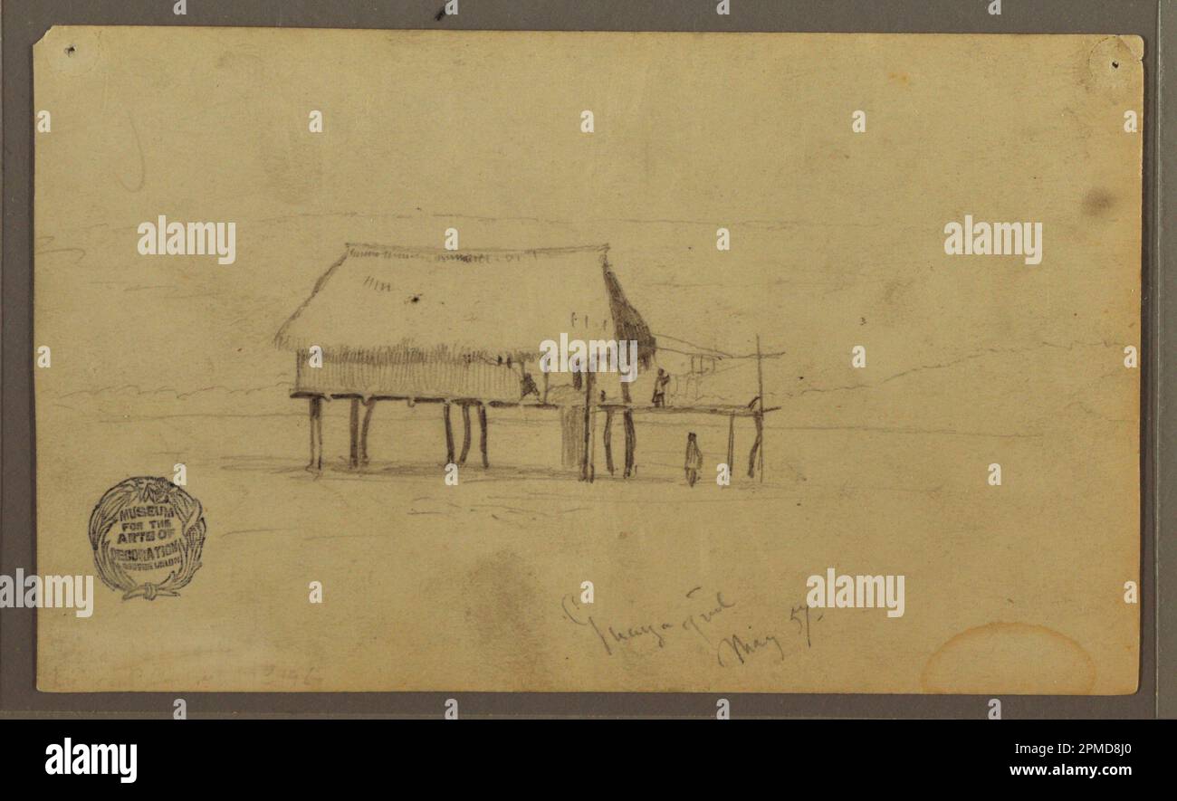 Drawing, A Hut on Posts, Guayaquil, Ecuador; Frederic Edwin Church ...
