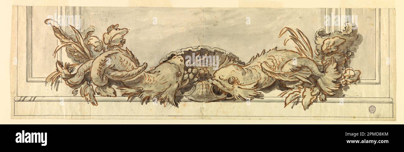 Drawing, Project for a Frame; black chalk, pen and ink, brush and ...