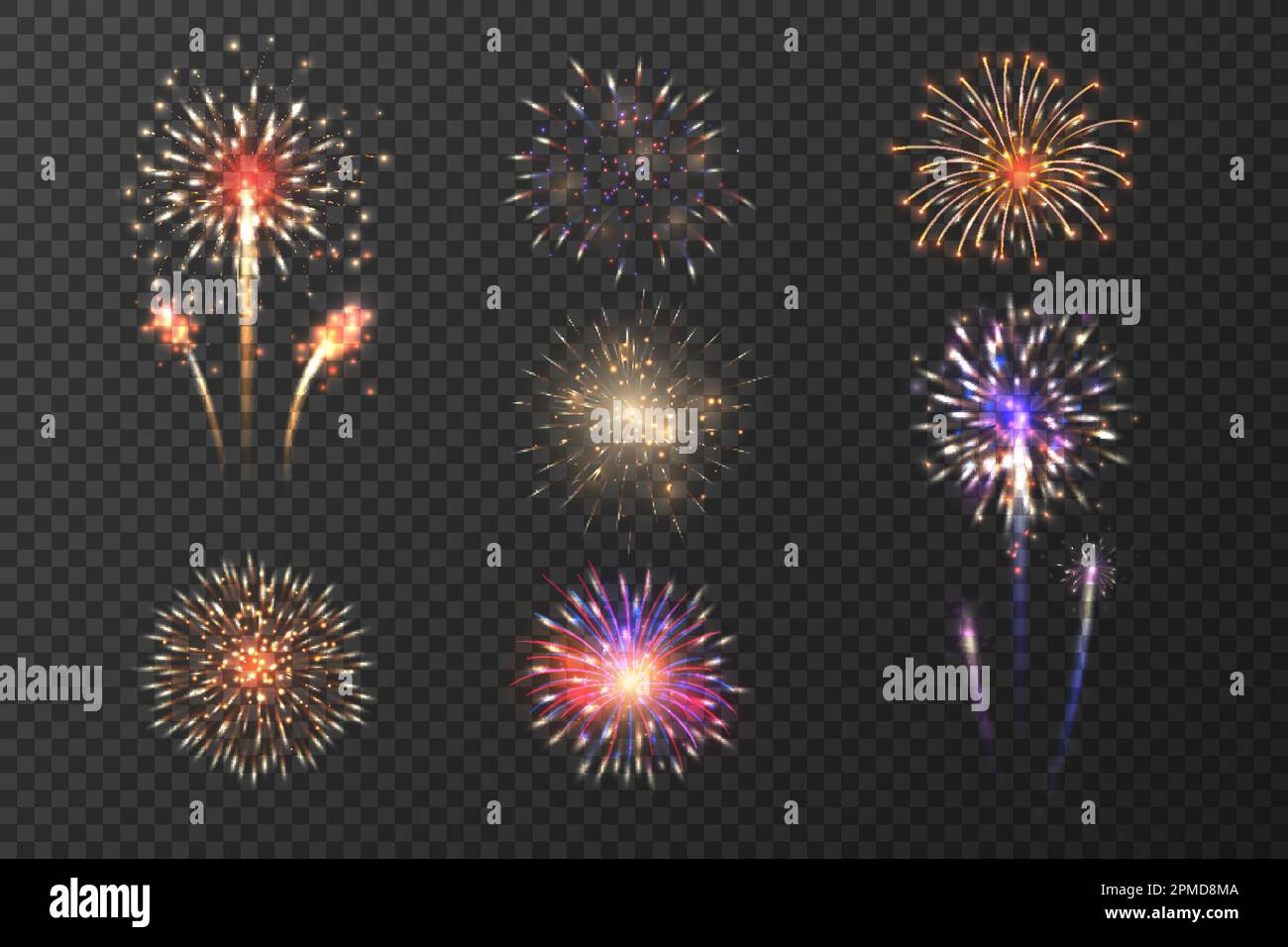 Vector Realistic Festive Firework Bursting, Fireworks Sparkling Icon ...
