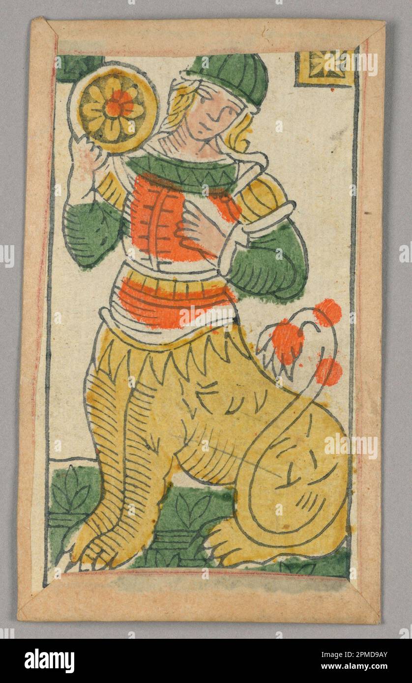 Playing Card, Minchiate (Tarot) Playing Card; stencil-colored woodblock ...