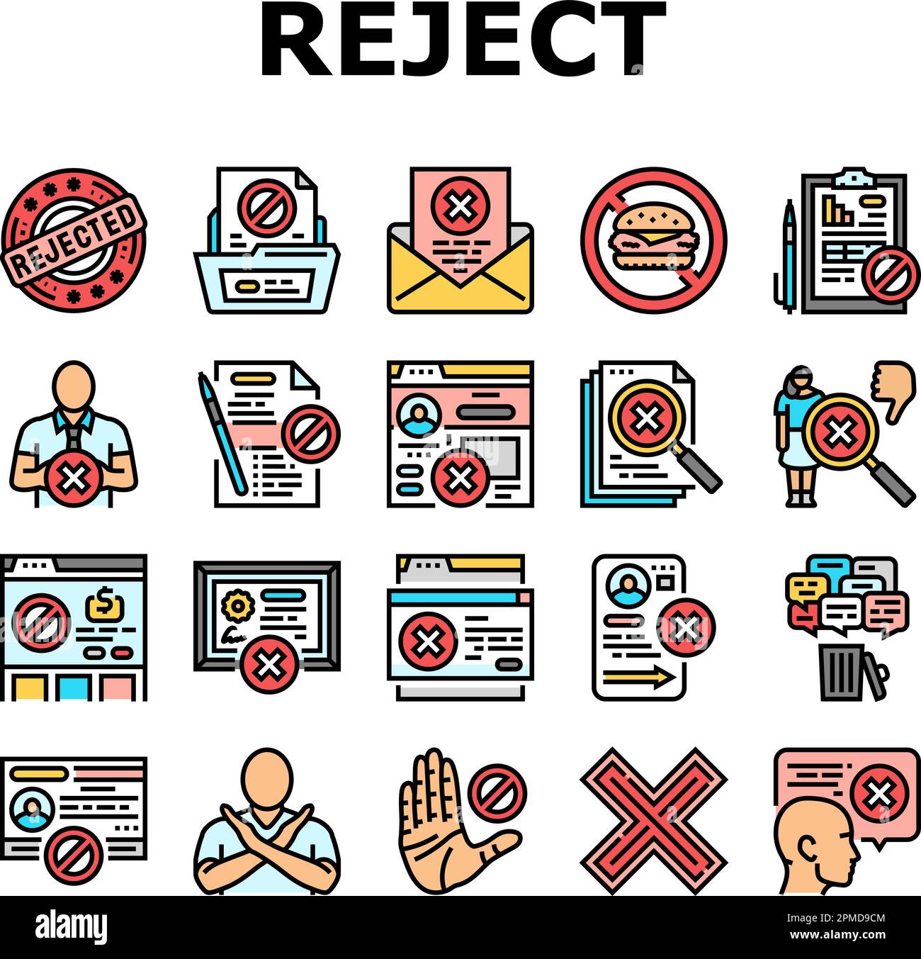 reject man stop stamp cancel icons set vector Stock Vector Image & Art ...