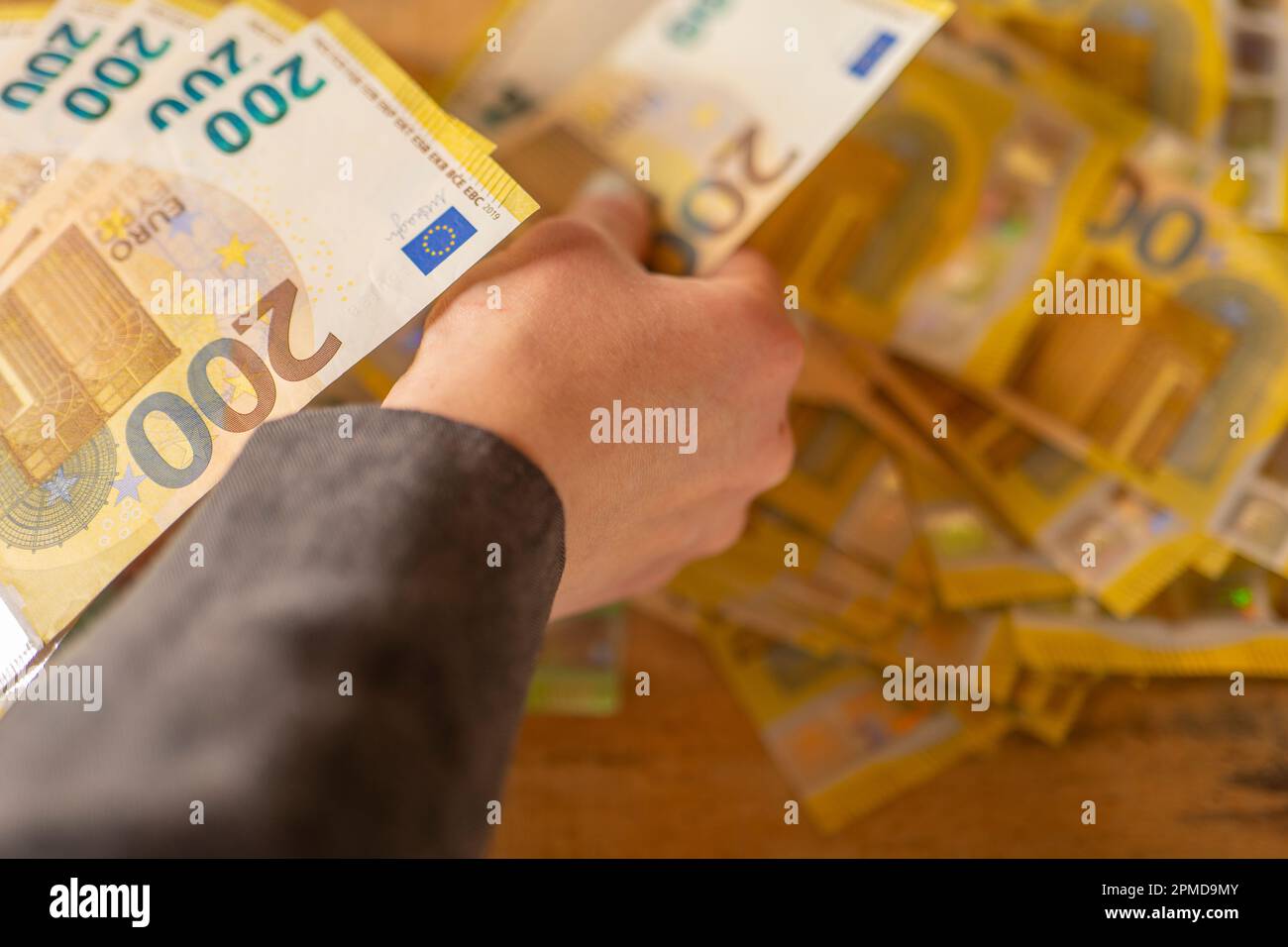 Counting banknotes.Hands recalculate banknotes.Expenses and incomes in ...