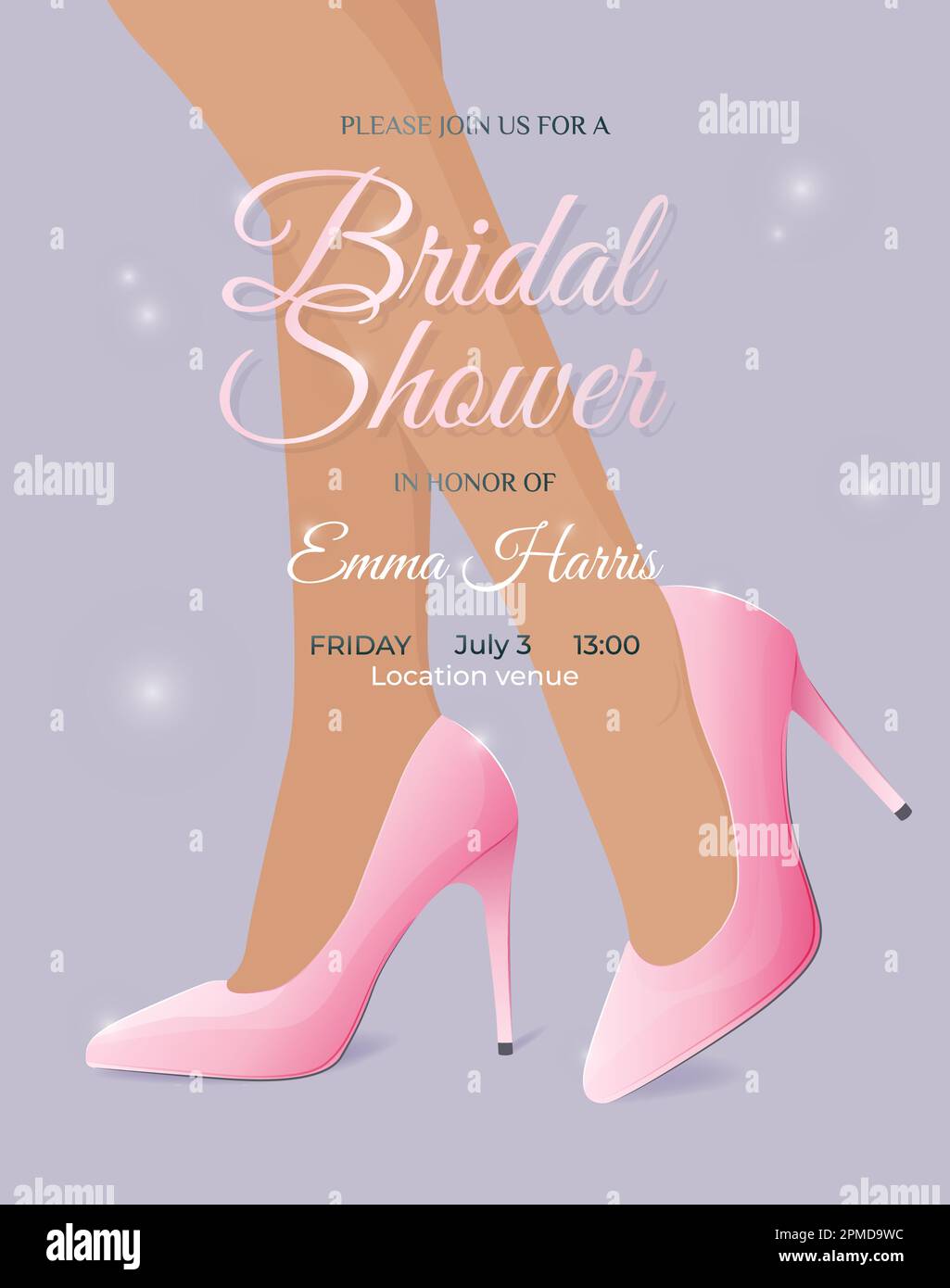 Bridal Shower invitation card with wedding shoes Stock Vector Image ...