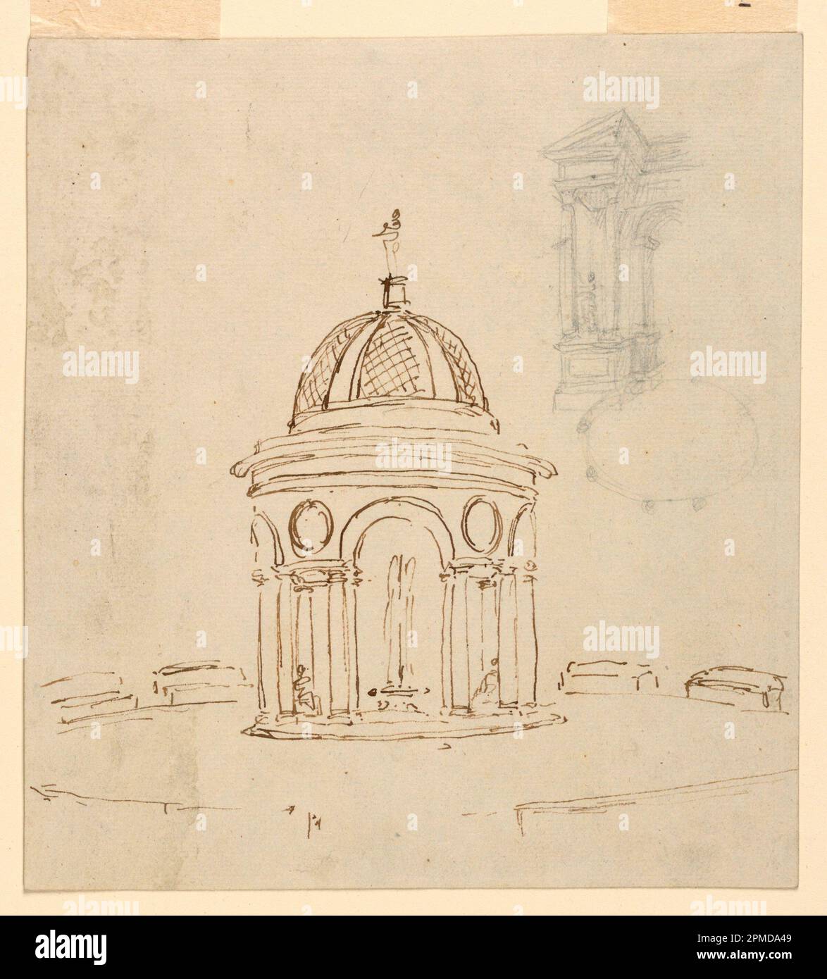 Drawing, Designs for Two Fountains; Architect: Carlo Francesco Barabino ...