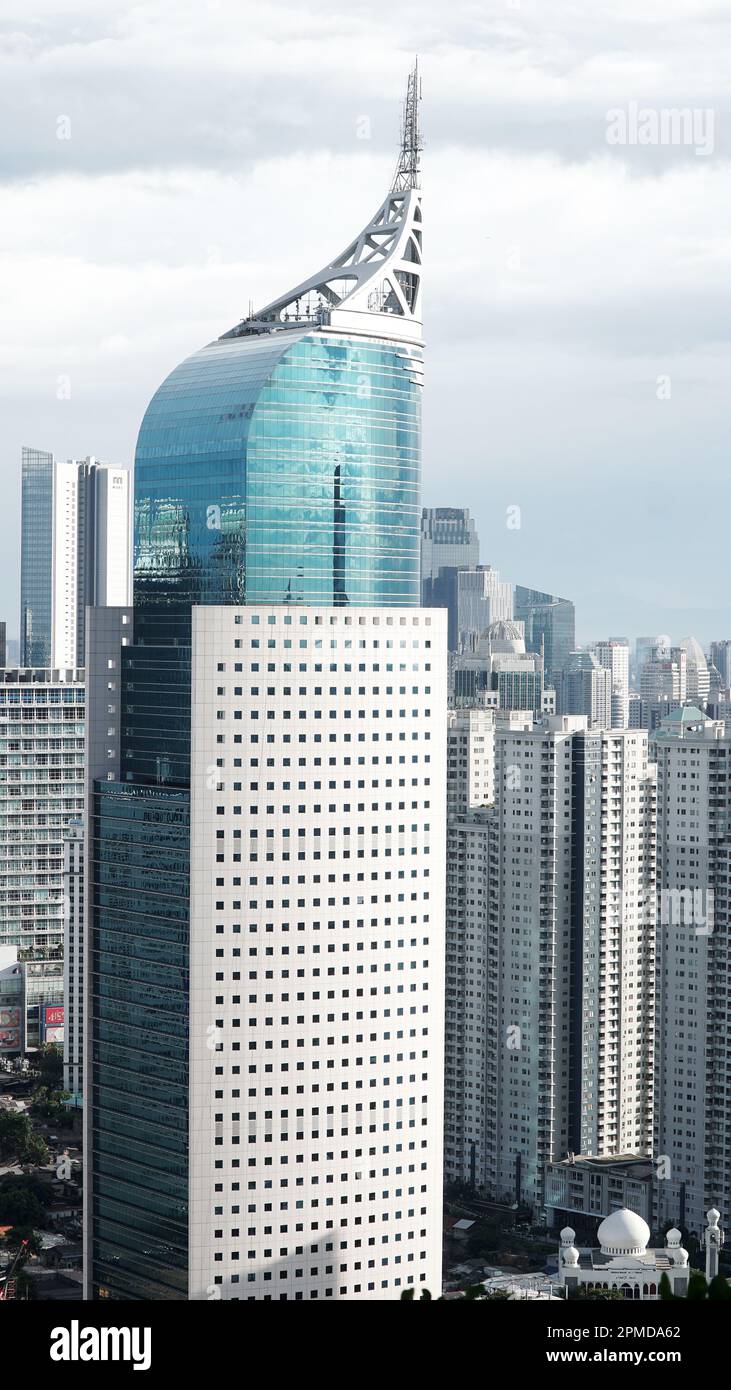 Cityscape view of Jakarta, with iconic architecture Bank BNI 46 ...
