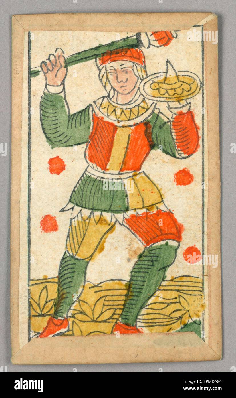 Playing Card, Minchiate (Tarot) Playing Card; stencil-colored woodblock ...