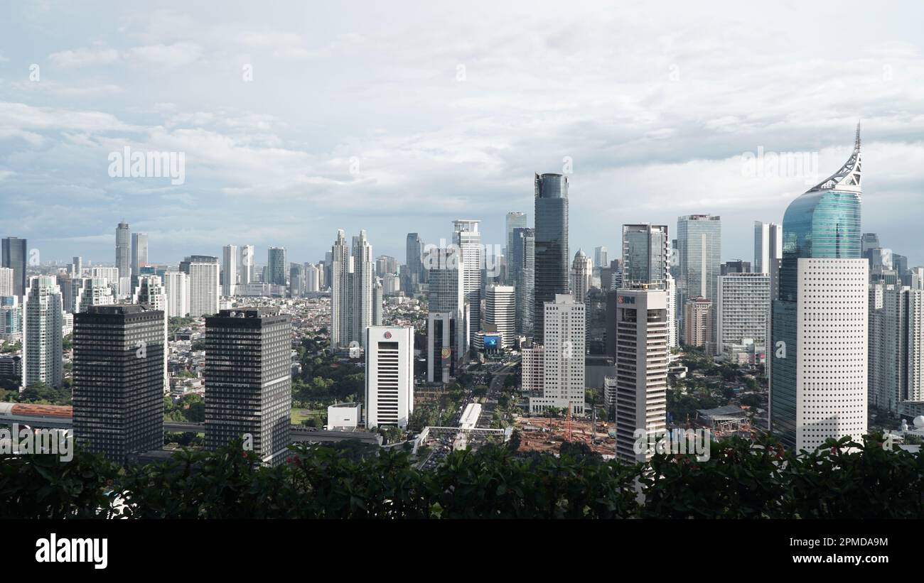 Cityscape view of Jakarta, with iconic architecture Bank BNI 46 ...