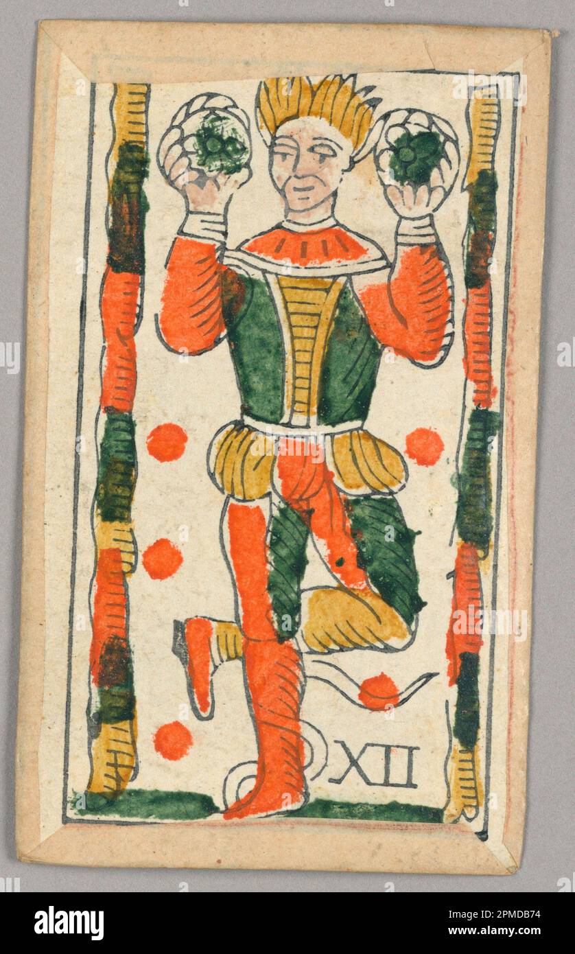 Playing Card, Minchiate (Tarot) Playing Card; stencil-colored woodblock ...