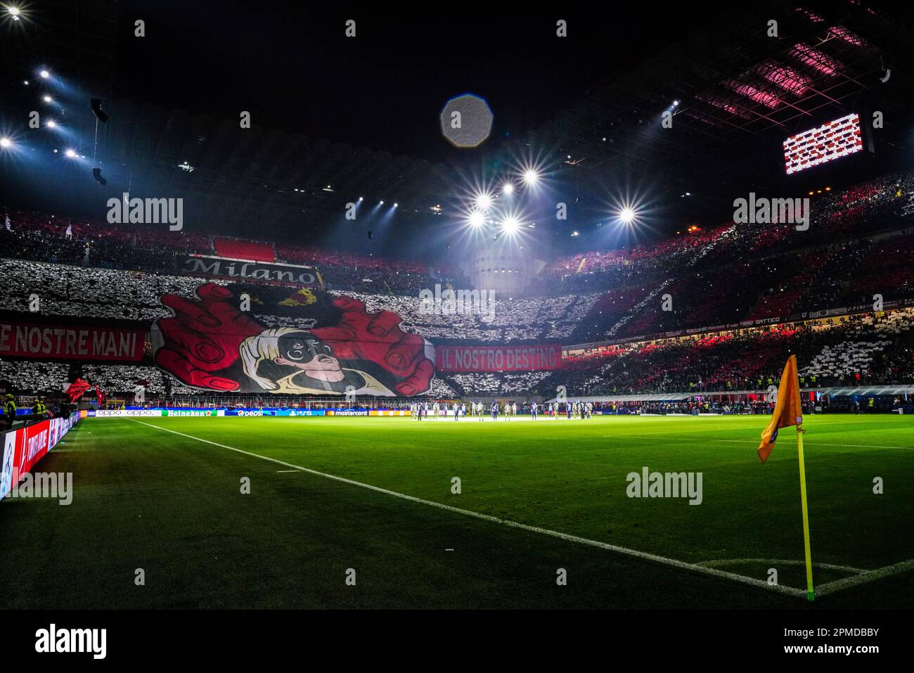San Siro Stadium with Curva Sud choreography during the UEFA Champions ...