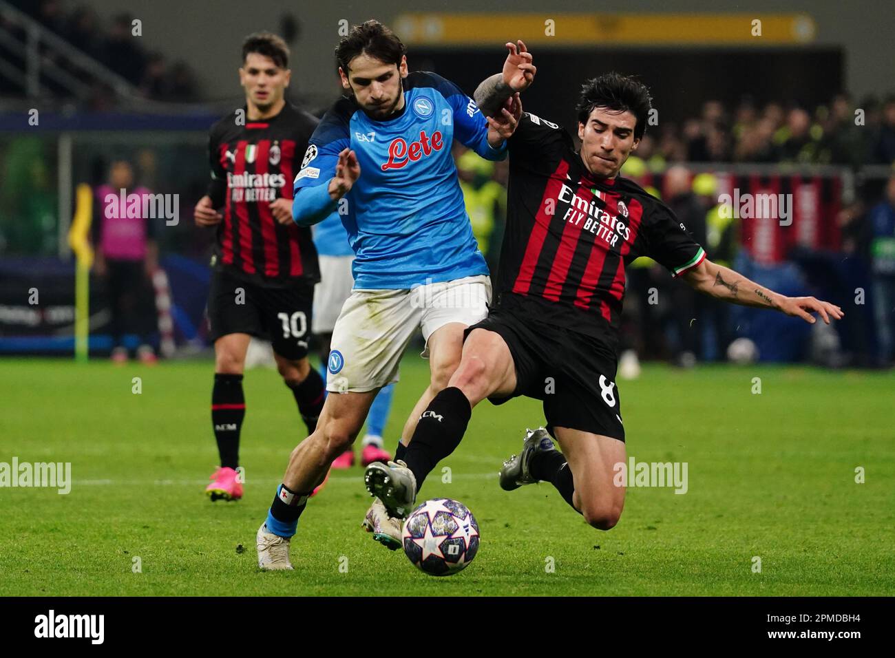 Sandro Tonali (AC Milan) and Khvicha Kvaratskhelia (SSC Napoli) during ...