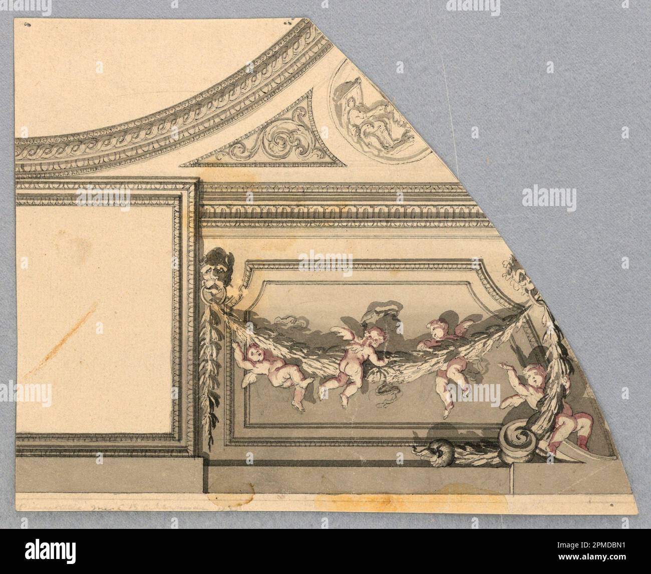 Drawing, Design for a Ceiling; Italy; pen and ink, brush and wash on ...