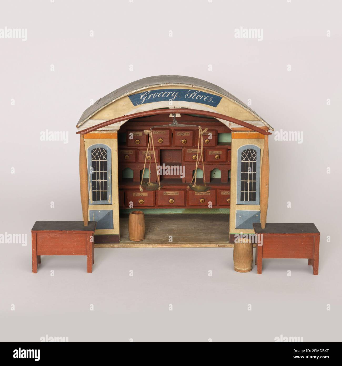 Model Of Grocery Store (USA); cut, painted, and assembled wood; bent ...