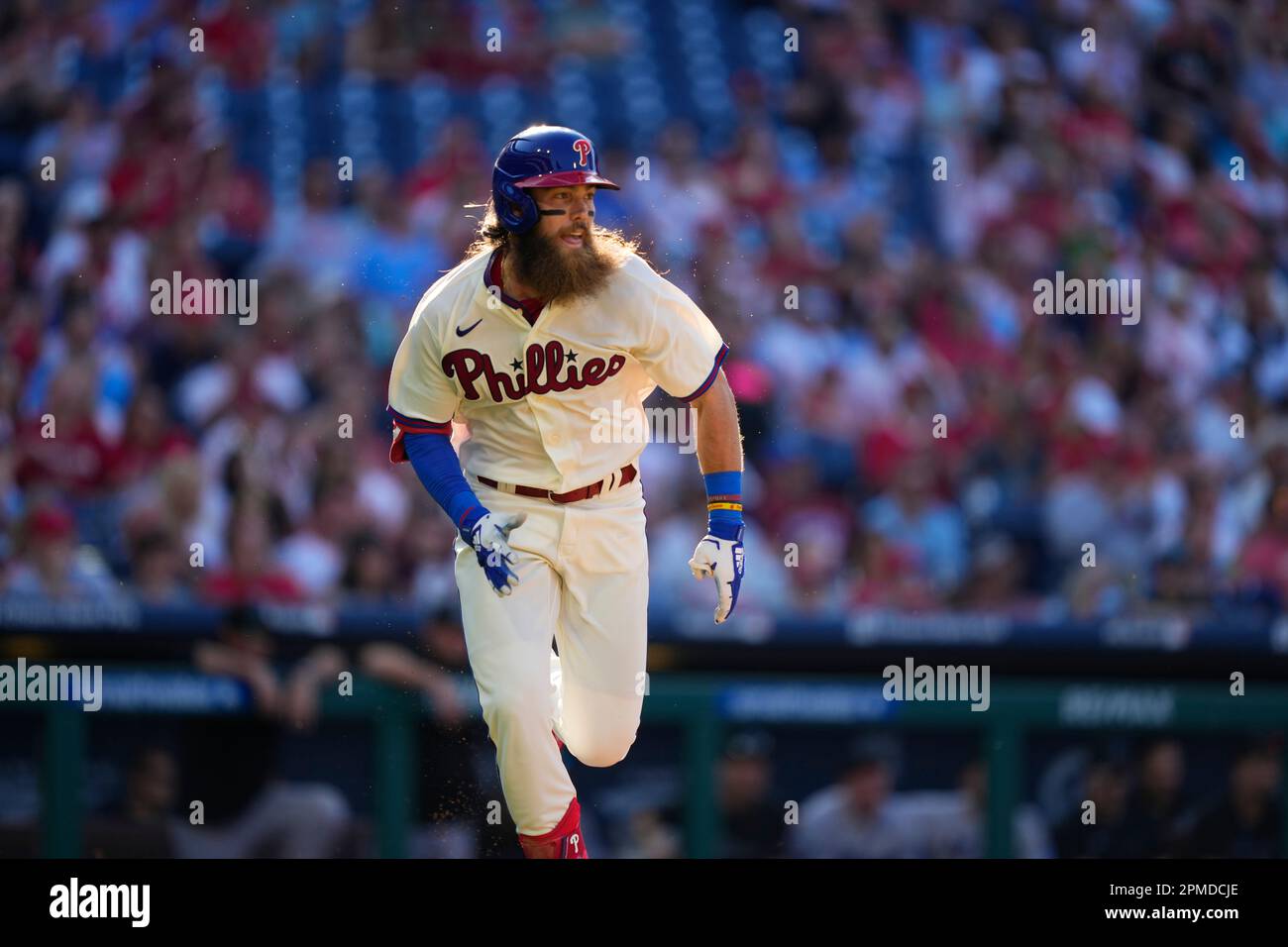 Philadelphia Phillies' Brandon Marsh plays during the fourth inning of ...