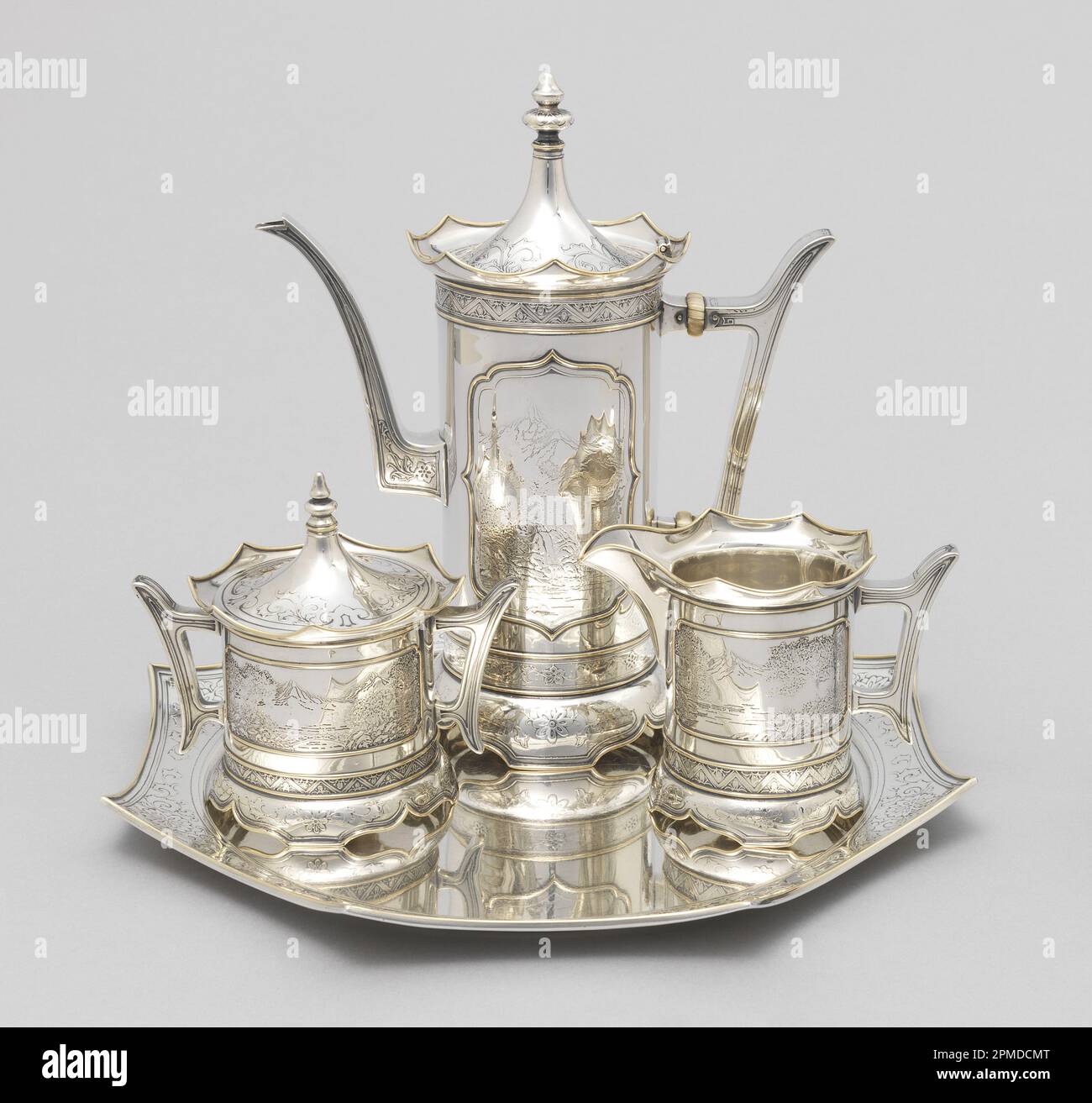 Tray (USA), ca. 1915; Manufactured by Sweetser Co., New York; silver ...