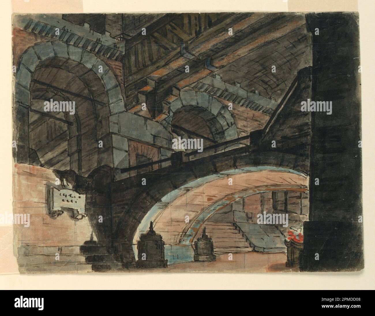 Drawing, Stage Design, Interior of a Prison; Italy; pen and brown ink ...
