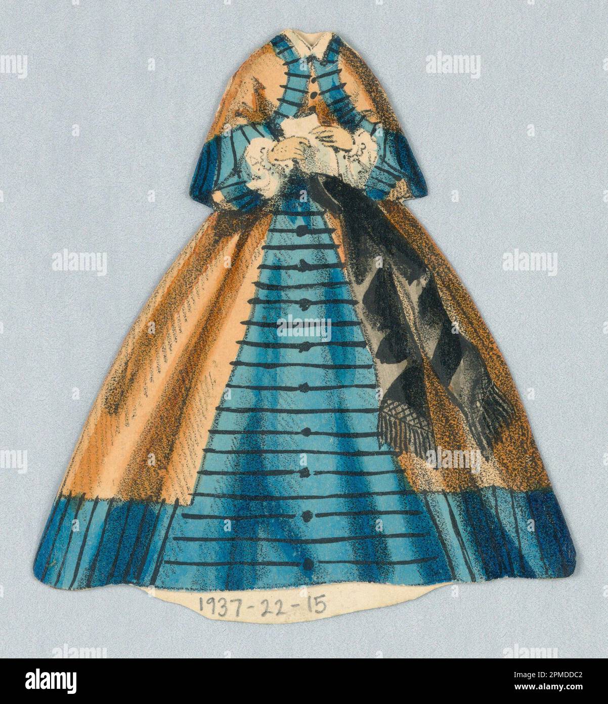 Print, Paper Doll Costume in Blue and Gold; USA; lithograph, brush and ...