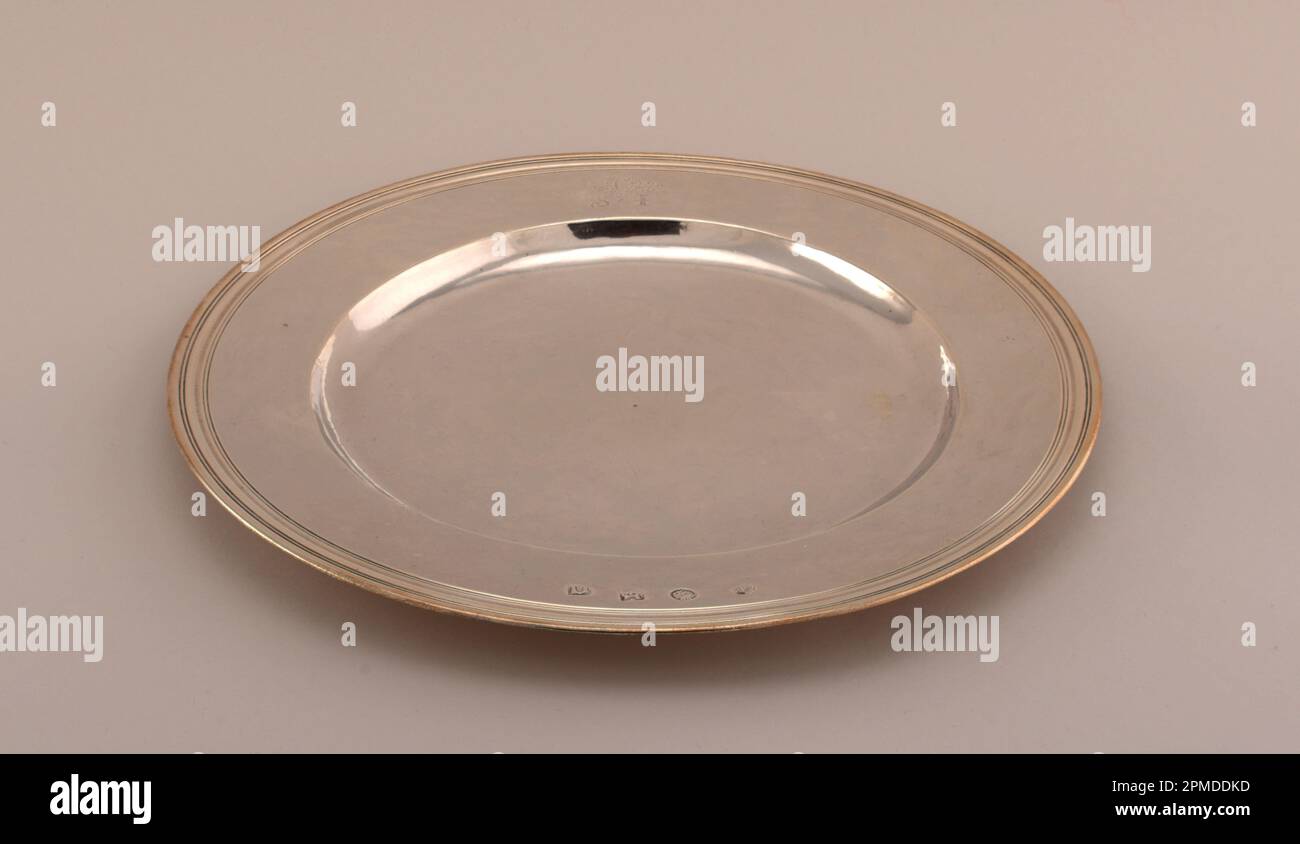Plate (England); Made by John Sutton (English); silver Stock Photo - Alamy