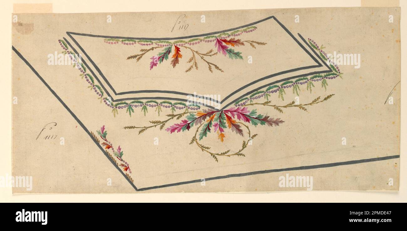 Drawing, Design for the Embroidery of a Man's Waistcoat of Pattern No ...