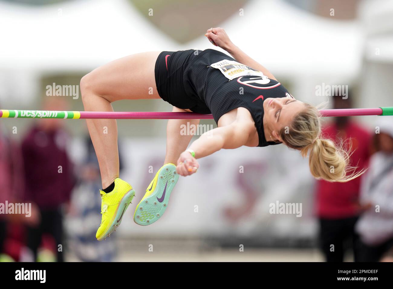 Ella Rush of Georgia competes in the heptathlon high jump during the ...