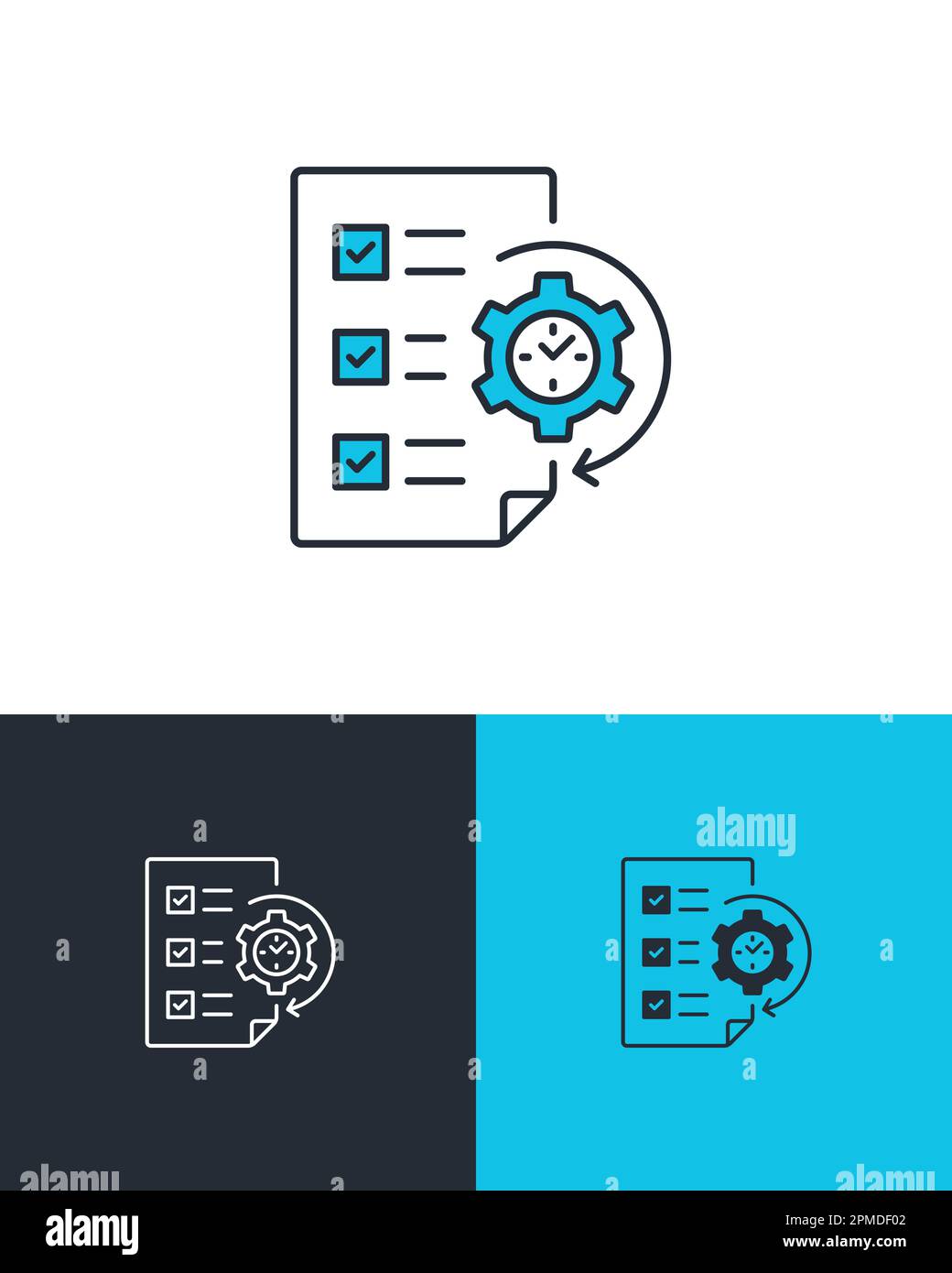 To do list with clock and gear on note paper. Task planning, project ...