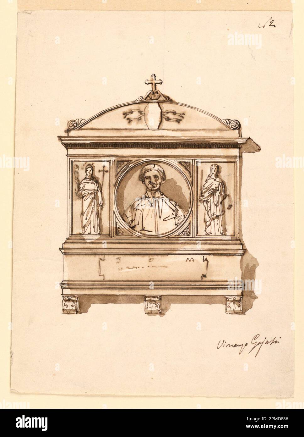 Drawing, Project for an Epitaph in High Relief; Designed by Vincenzo ...