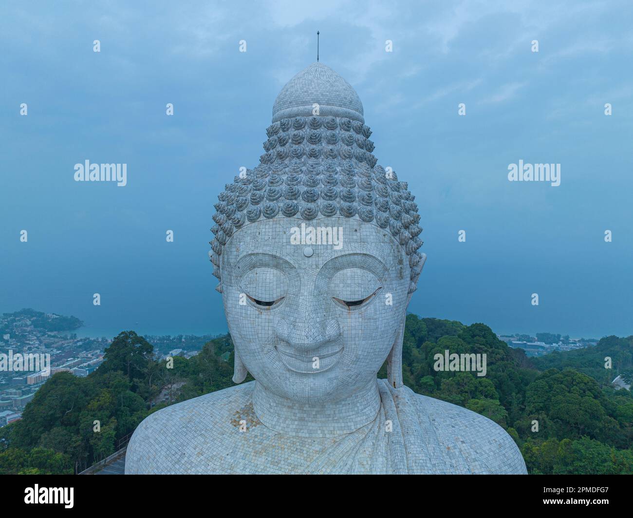 aerial view around Phuket big Buddha in blue sky background. Phuket ...