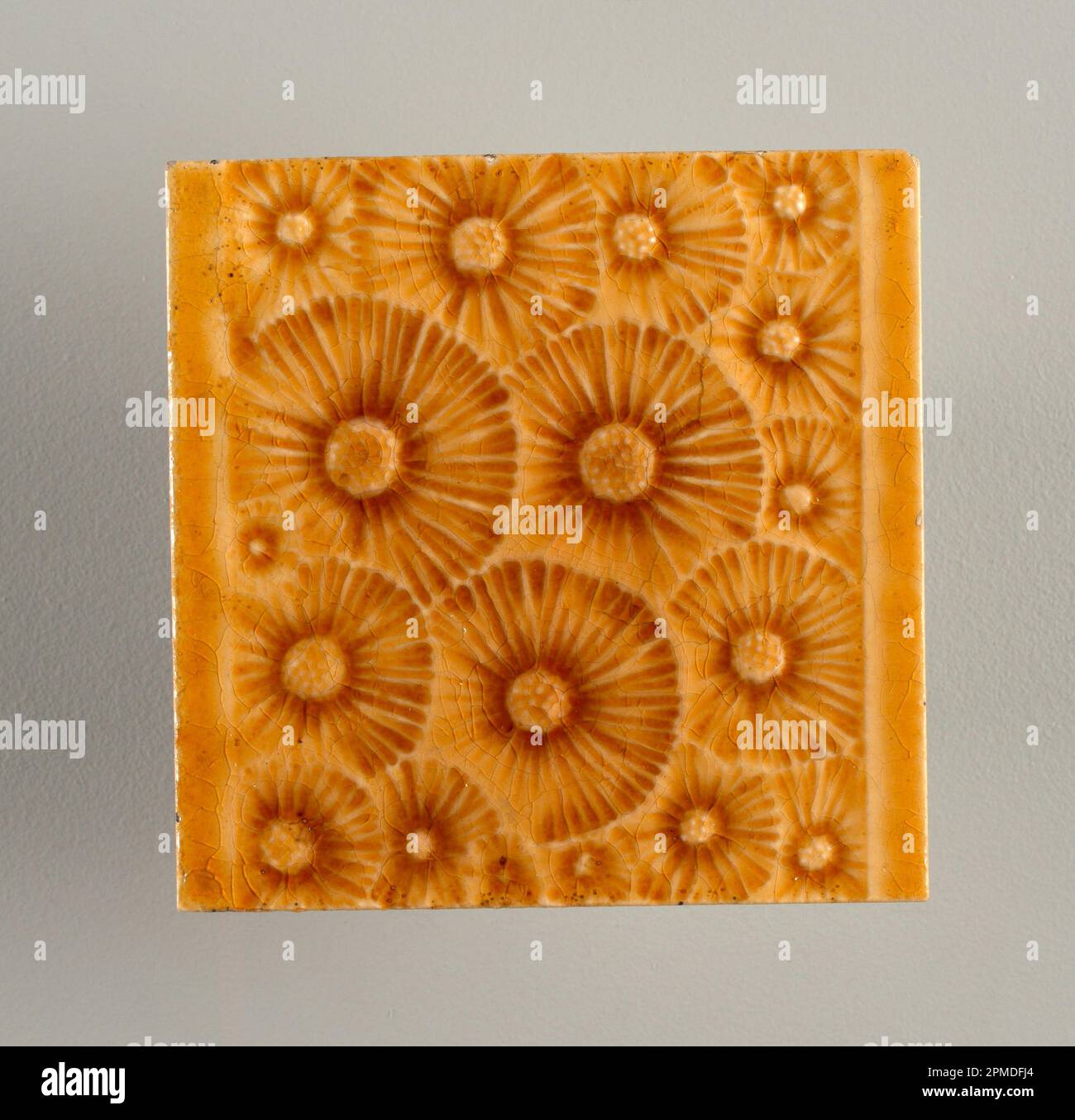 Tile (USA); Manufactured by J. & J. G. Low Art Tile Works; molded ...