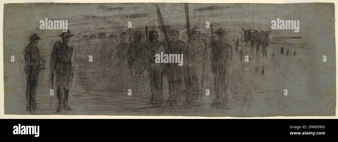 Drawing, Officer and Aide Inspecting a Squadron; Winslow Homer ...