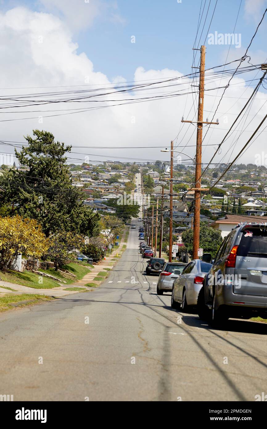 Kaimuki, Honolulu, Oahu, Hawaii, USA, - February 10, 2023: Long, Steep ...