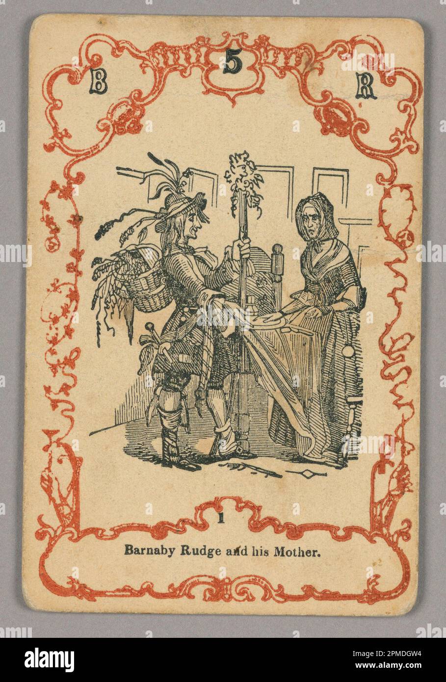 Playing Card; red and black ink, paper Stock Photo - Alamy