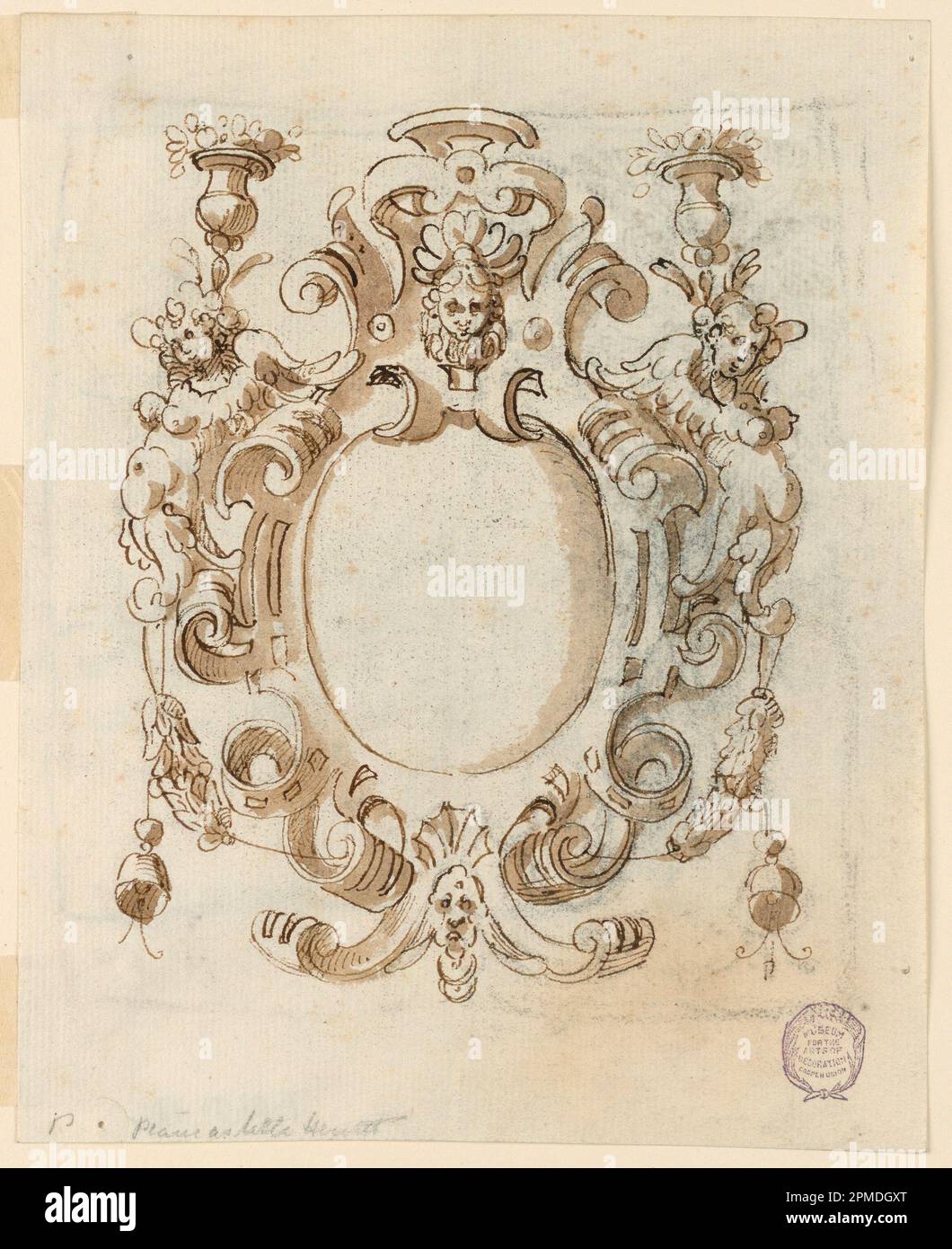 Drawing, Grotesque Design; verso: a Landscape; Italy; charcoal, pen and ...