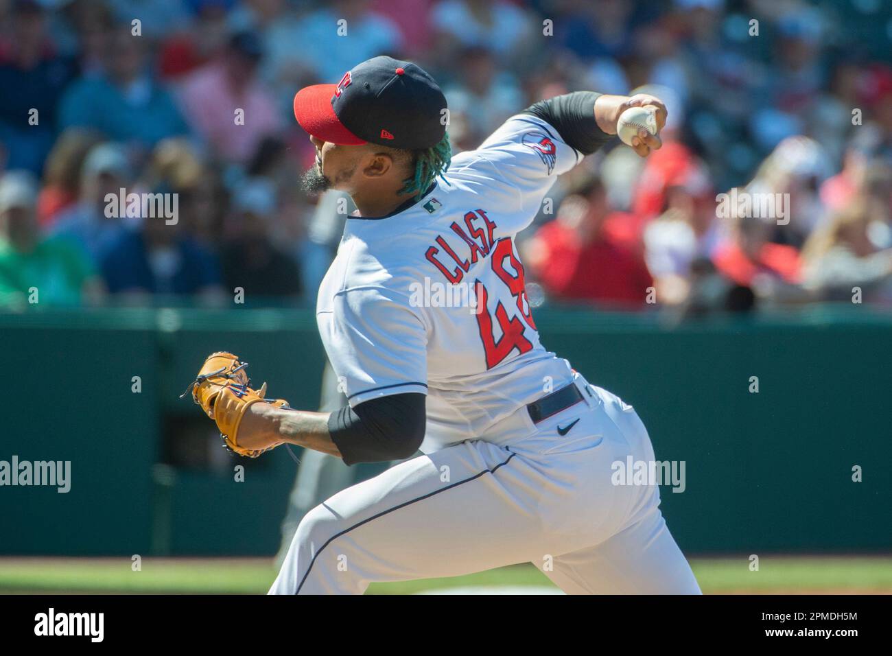 Cleveland Guardians relief pitcher Emmanuel Clase delivers against the ...
