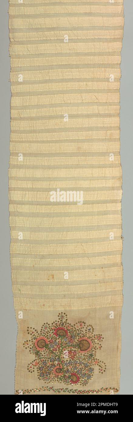 Textile (Greece); silk embroidery with metal on linen foundation Stock ...