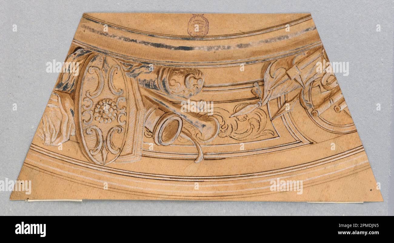 Drawing, Project for a Ceiling Frieze; Italy; pen and brown ink, brush ...