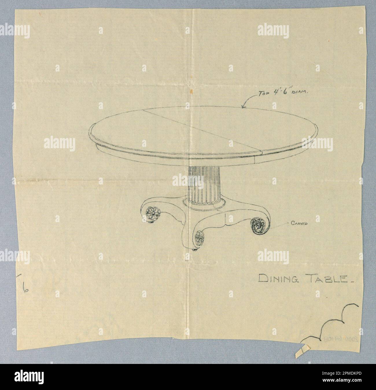Drawing, Design for a Round Dining Table on Scrolled Feet; Designed by ...