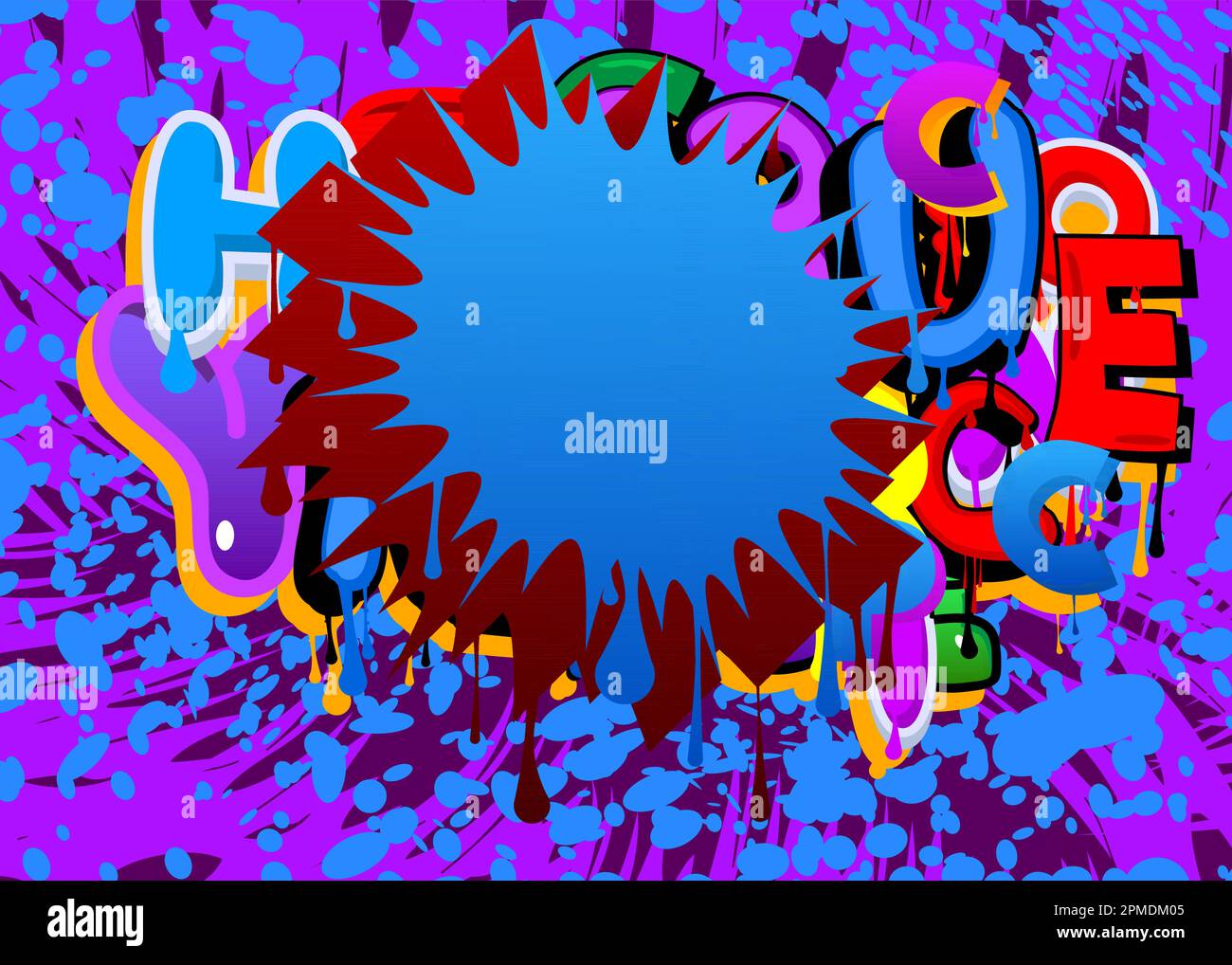 Blue and red Speech Bubble Graffiti on colorful Background. Vector ...