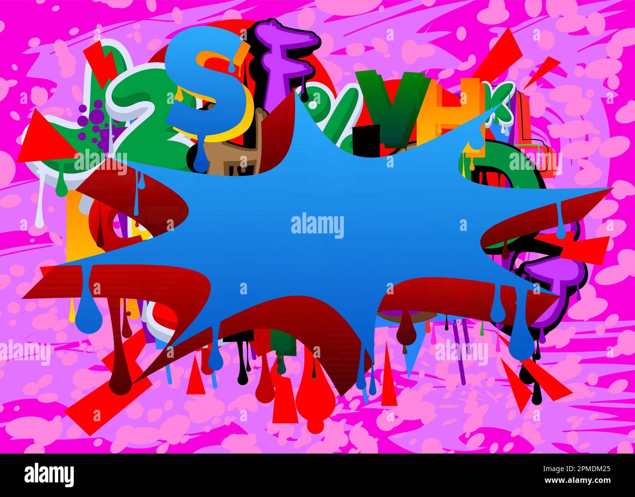 Blue and red Speech Bubble Graffiti on colorful Background. Vector ...