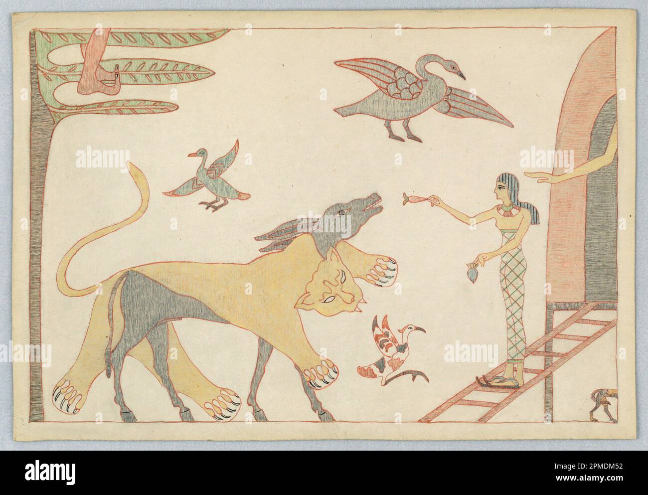 Drawing, The Ass Clad in the Lion's Skin, Illustration for Aesop's ...