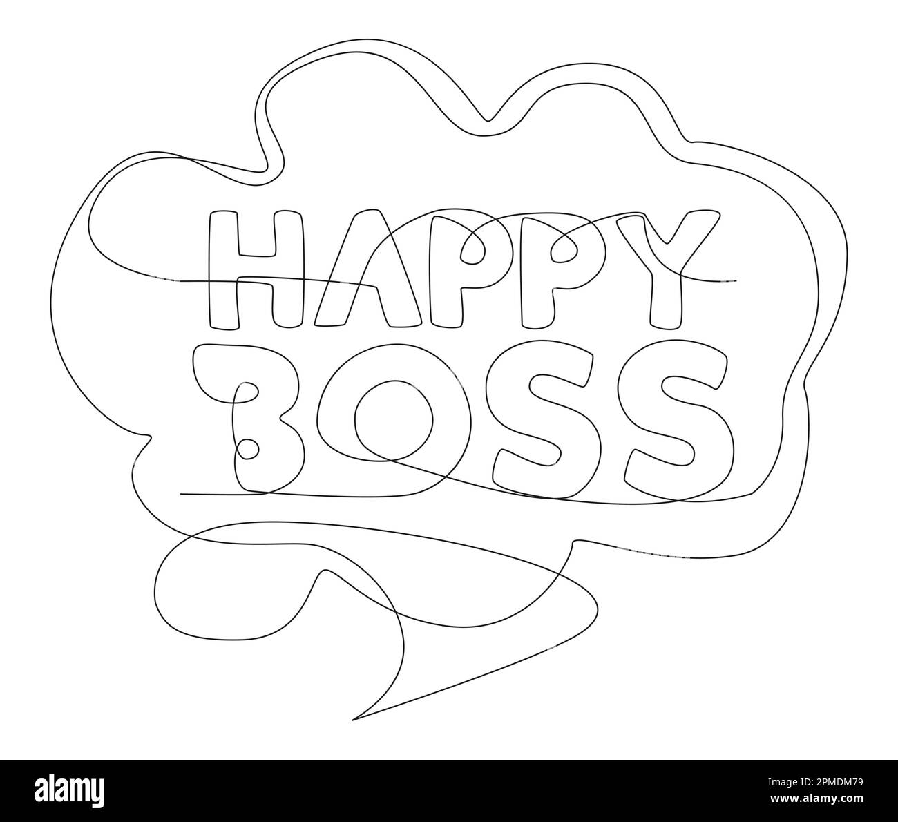 One Continuous Line Of Speech Bubble With Happy Boss Text Thin Line Illustration Vector Concept