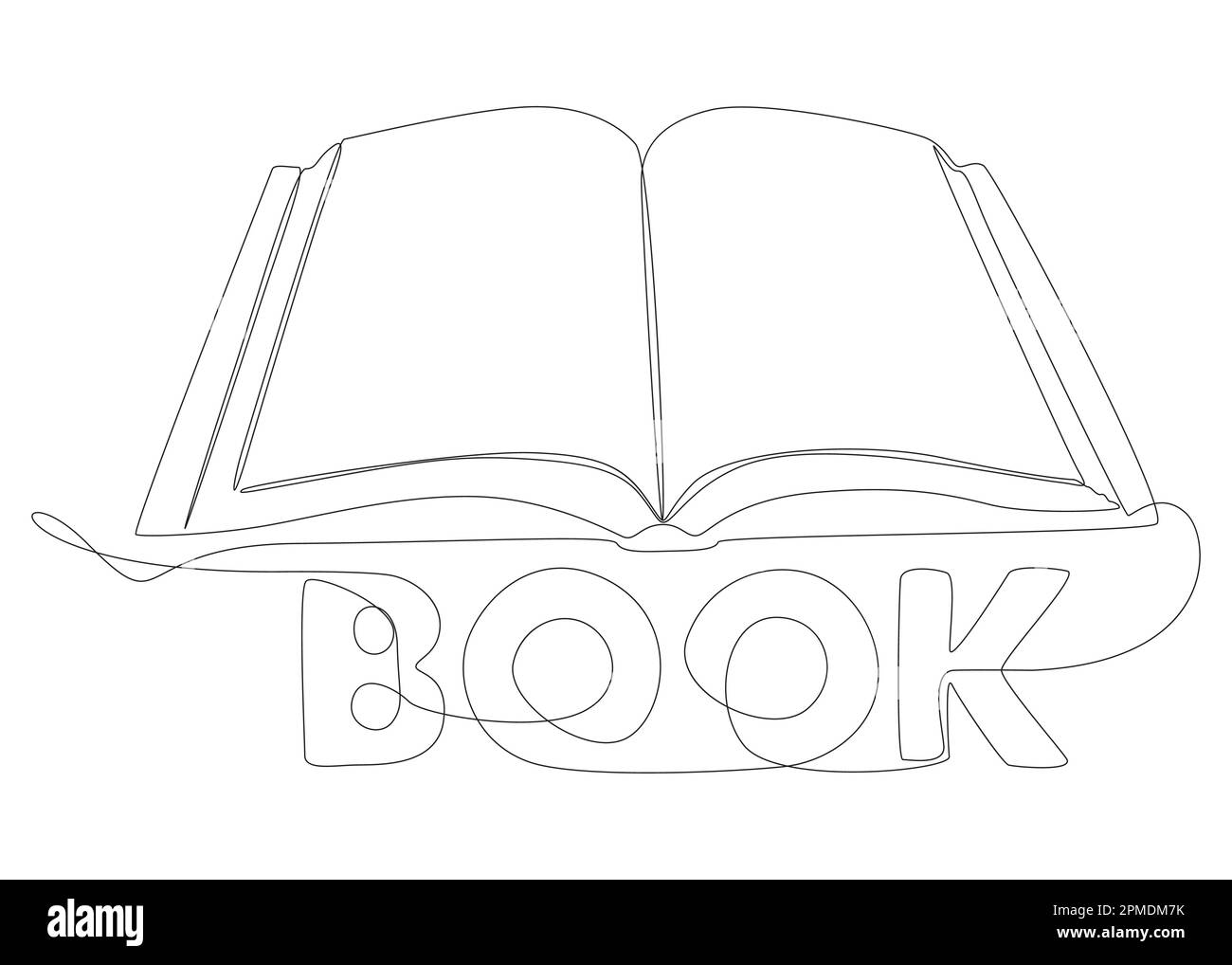 One Continuous Line Of Opened Book With Book Word Thin Line Illustration Vector Concept