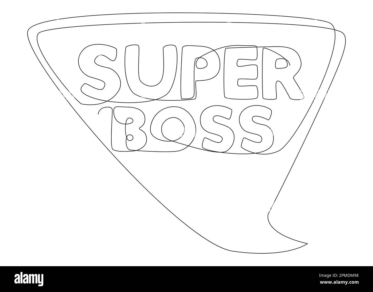 One Continuous Line Of Speech Bubble With Super Boss Text Thin Line Illustration Vector Concept