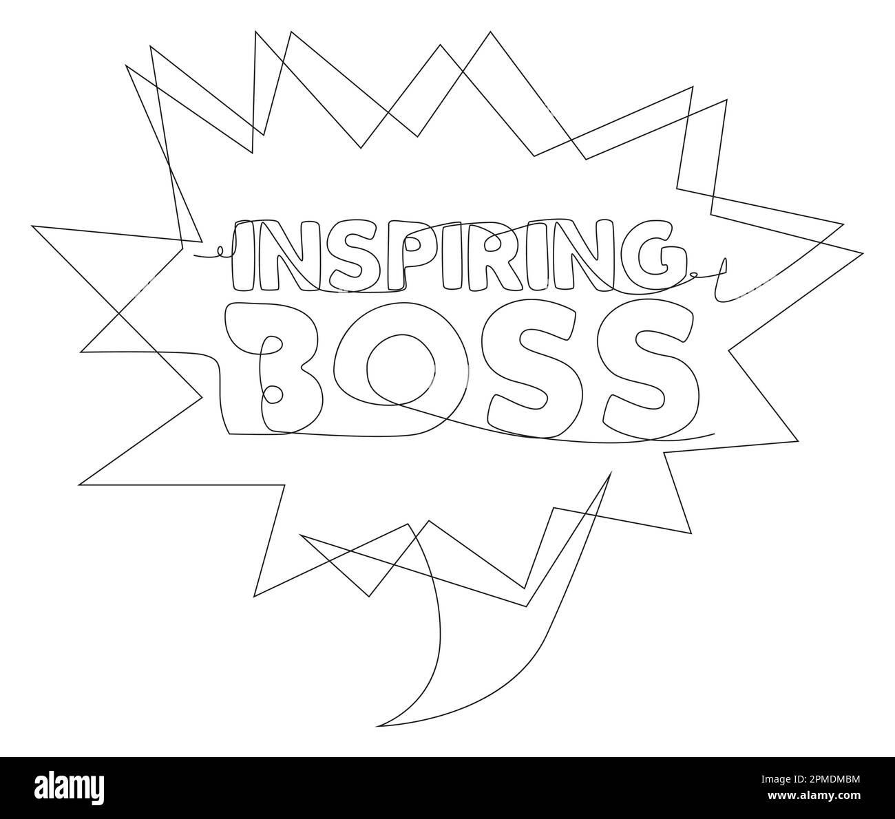 One Continuous Line Of Speech Bubble With Inspiring Boss Text Thin Line Illustration Vector
