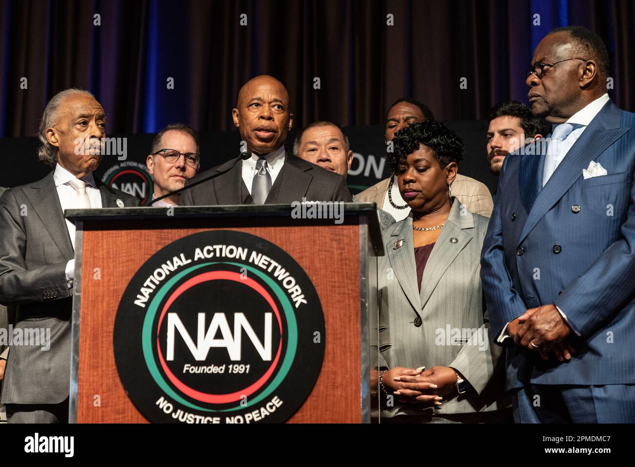 Mayor Eric Adams speaks during NAN 2023 Convention at Sheraton Times ...