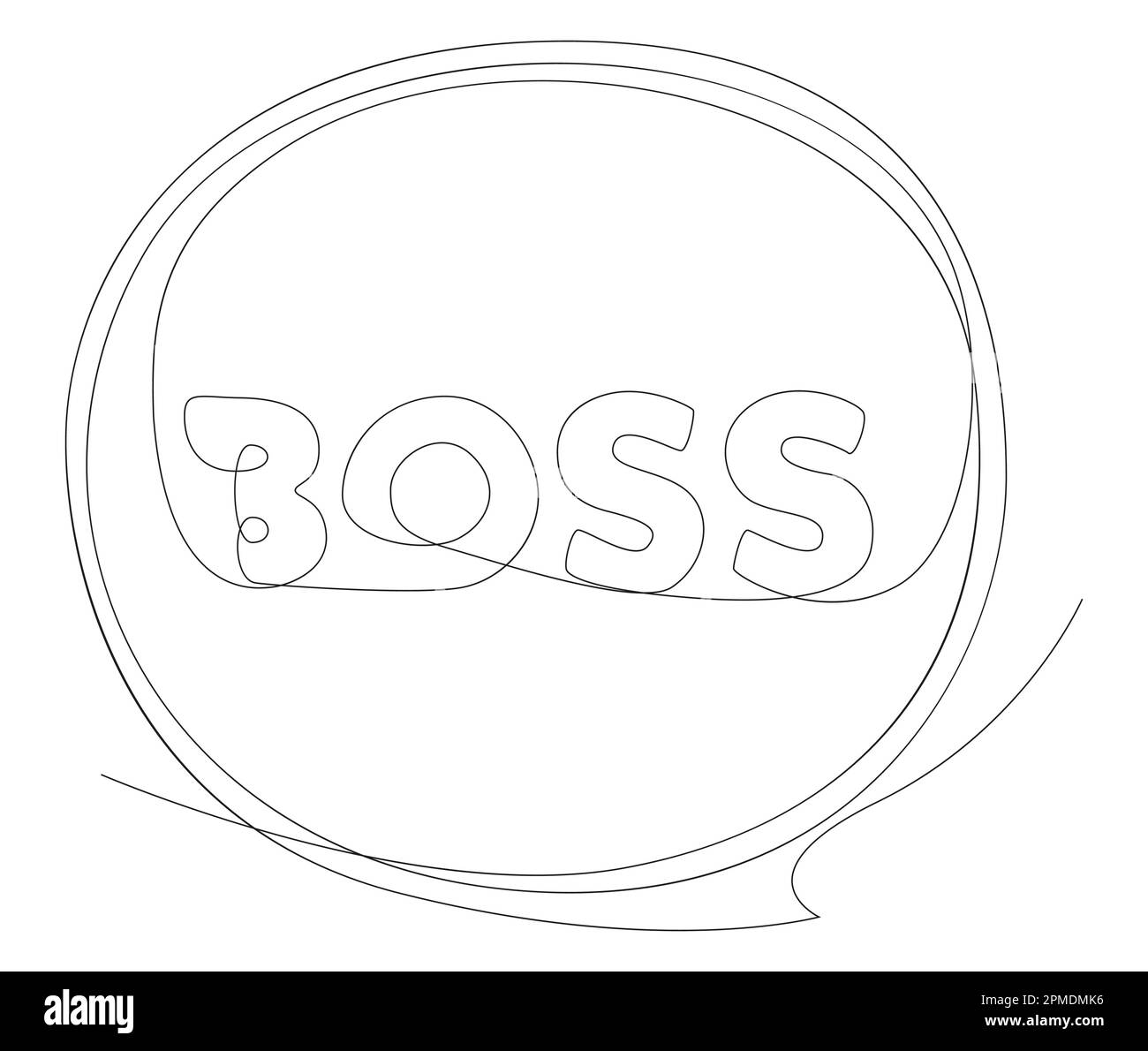 One Continuous Line Of Speech Bubble With Boss Text Thin Line